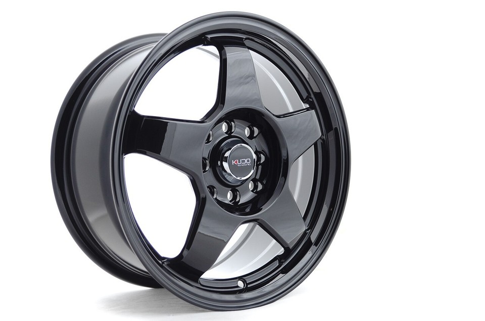 Kudo Racing 15x7 4x100 4x114.3 Black Lightweight Wheels Rim 11.6 LBS ...