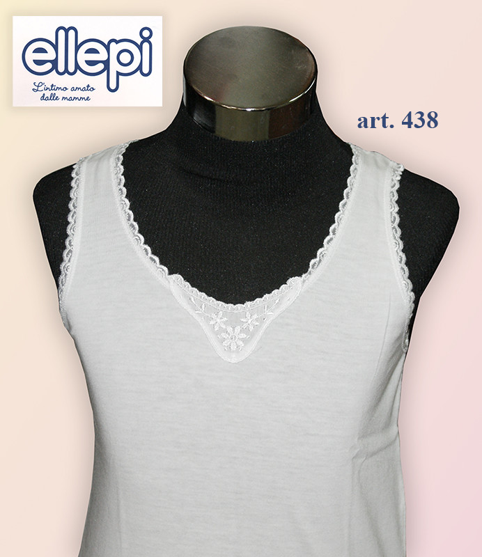 Canotte in cotone leggero 100% bimba ricamata ELLEPI spalla larga art ...