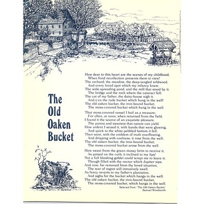 The Old Oaken Bucket Samuel Woodworth 1980s Poem Retro Kitsch Wall Art ...