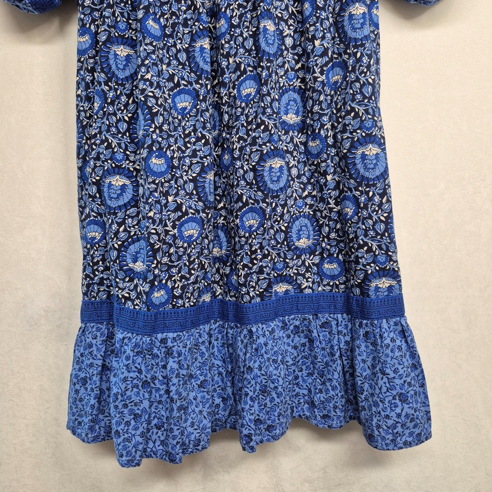Old Navy Womens XL Dress Tuni Prairie Cottage Core Puff Sleeve Blue ...
