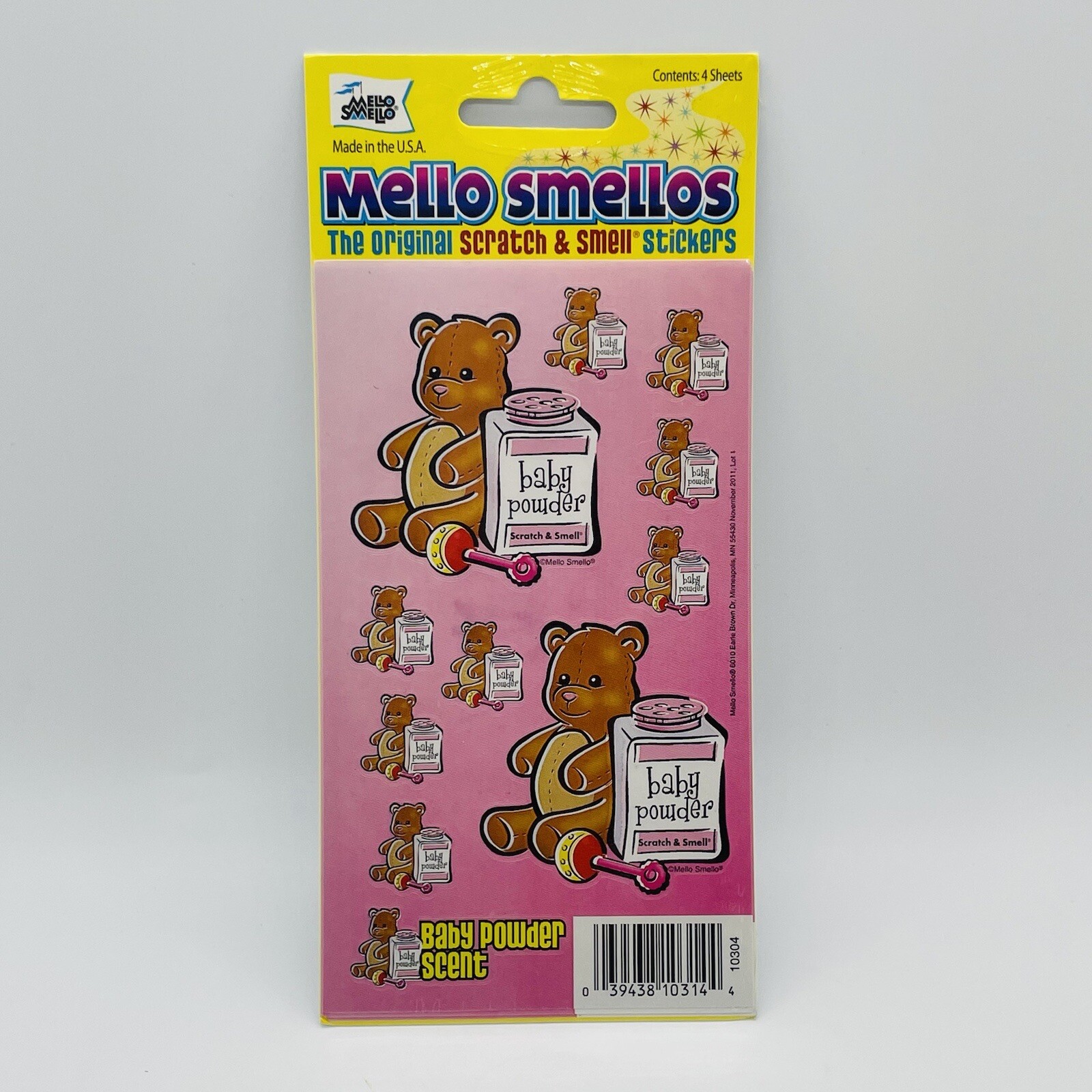 Mello Smellos Baby Powder Scented Stickers Scratch & Smell Teddy Bear 4 ...