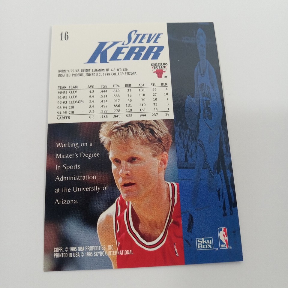 1995 Skybox Basketball #16 Steve Kerr Chicago Bulls | eBay