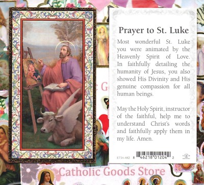 St. Luke with Prayer to Saint Luke - gold trim- Paperstock Holy Card | eBay