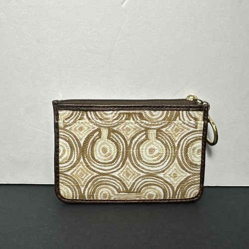 Coach Audrey Op Art Swirl Wallet Wristlet Brown with key ring | eBay