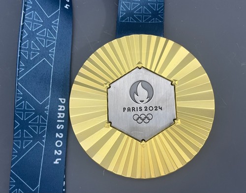 Paris Olympic Gold Medal Comes with Ribbons & Display Stand Stand Exact ...