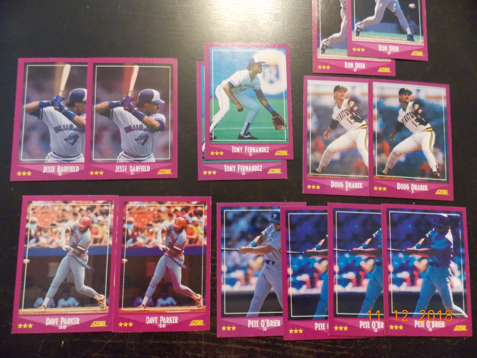 Lot of 20 1988 Score Baseball Cards Ink Bleeds on front Error and ...
