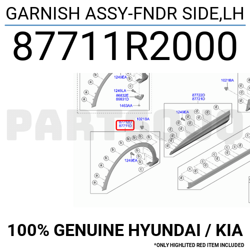 87711R2000 Genuine Hyundai / KIA GARNISH ASSY-FNDR SIDE,LH | eBay
