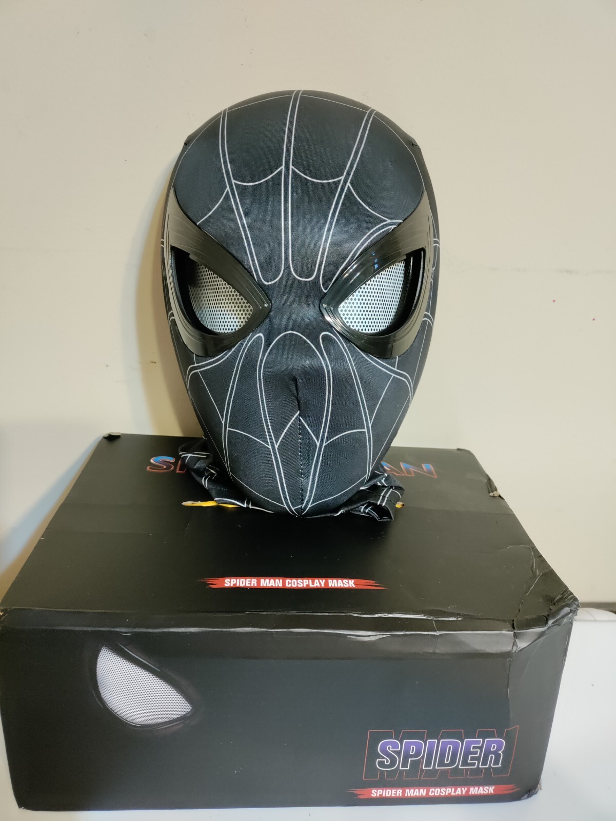 Spiderman Cosplay Mask Black And White, Eyes Move, Zi… - Gem