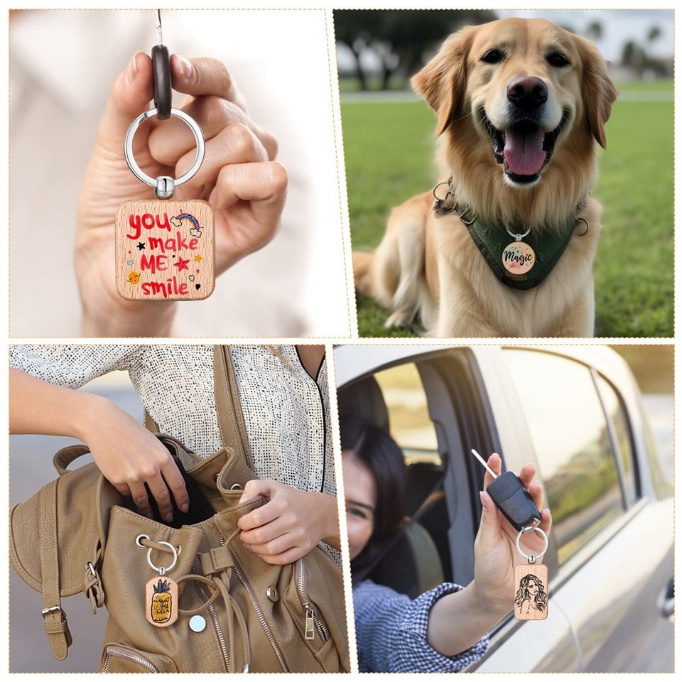 32Pcs Bulk Unfinished Wooden Keychain Key Key Tag DIY Craft O9W92831 | eBay