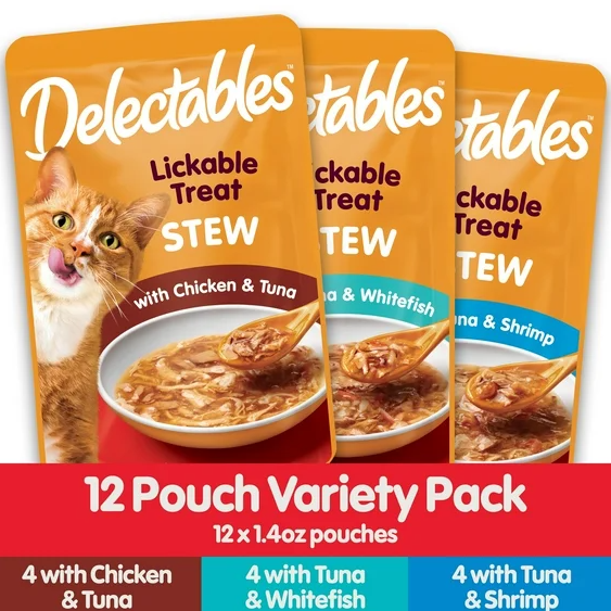 Delectables Lickable Cat Treats Stew Variety Pack, 12 Count (16.8 oz ...