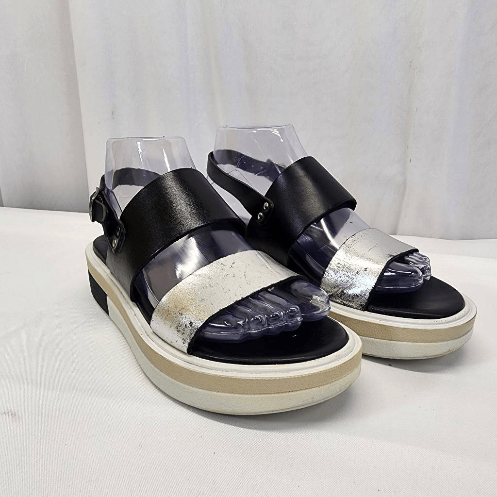 Carlo Pera Black and Metallic Leather Double Strap Pl… - Gem