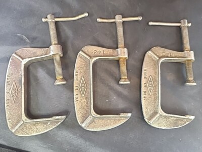 Lot of 3 Vintage 3" clamps Brinks & Cotton 143 Adjustable Malleable USA ...