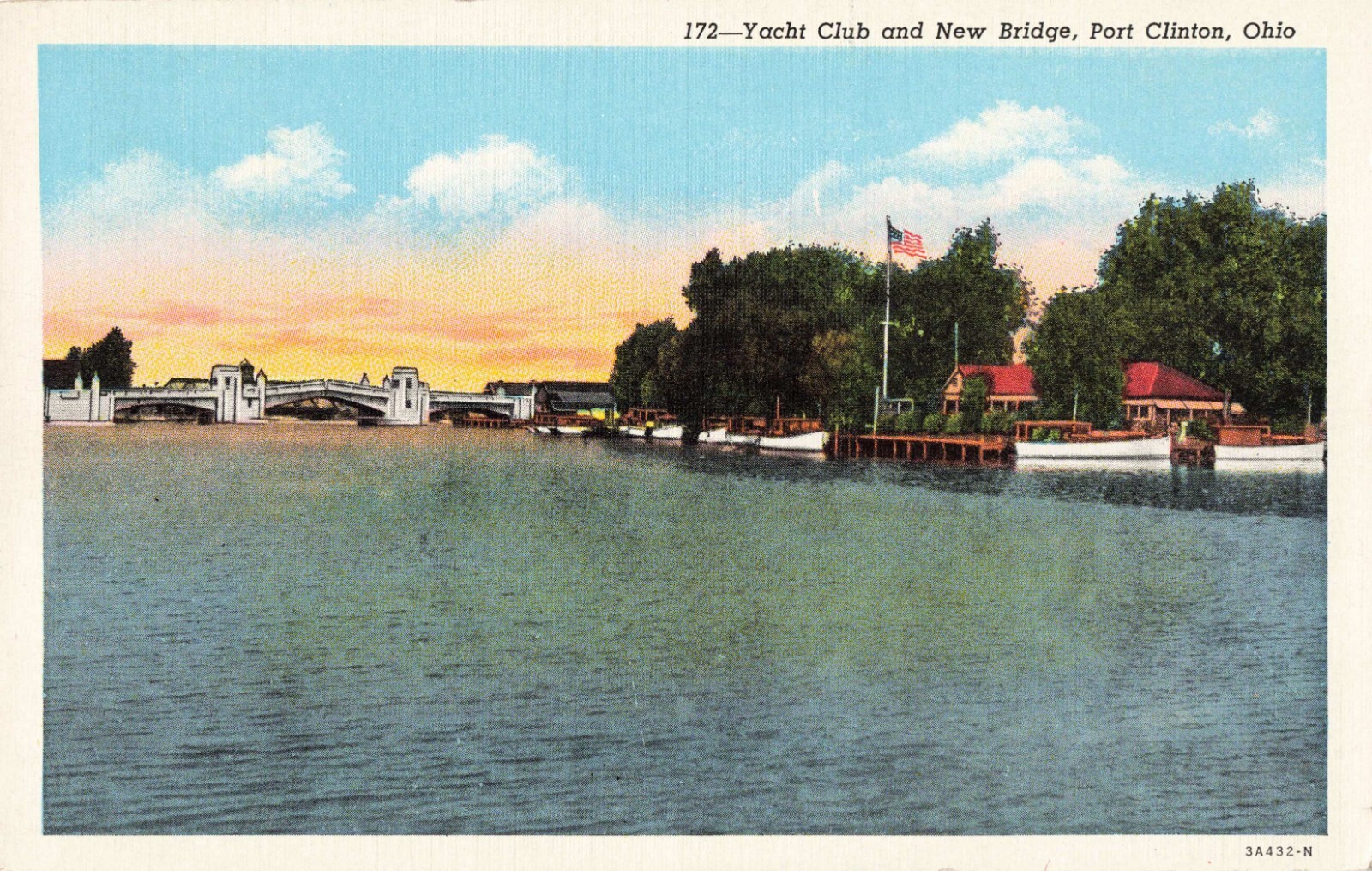 Postcard Yacht Club Bridge Port Clinton Ohio OH | eBay