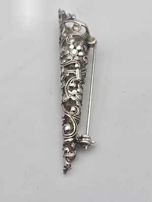 Vintage silver tone Posy holder Tussie-Mussie ornate Brooch | eBay UK