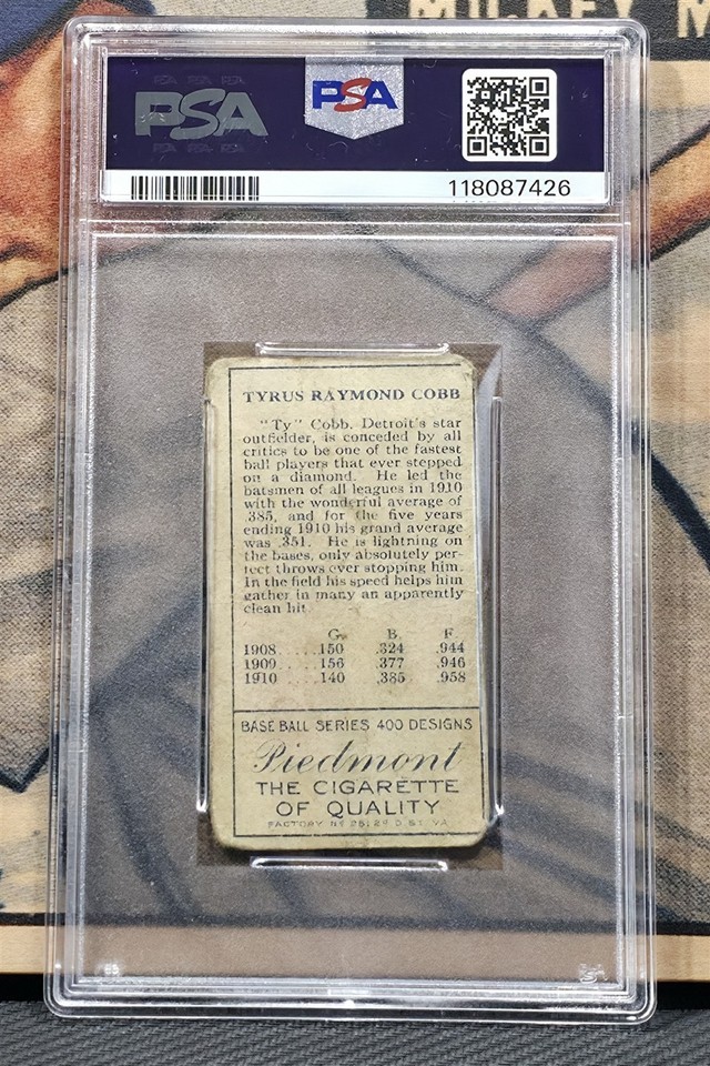 TY COBB 1911 T205 Gold Border Piedmont Tobacco PSA 1 DETROIT TIGERS HOF ...