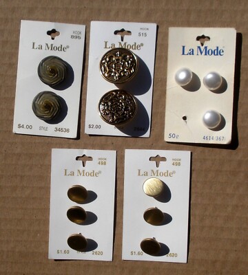 La Mode Shank Buttons Carded NOS Pairs and Sets Lot of 13 | eBay