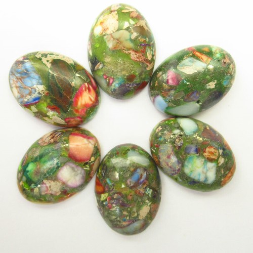 5Pcs 25x18x7mm Rainbow Sea Sediment Jasper Pyrite Oval Cab Cabochon ...