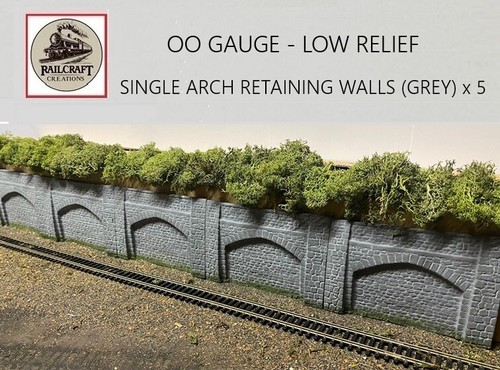 OO Gauge RAILCRAFT CREATIONS Light Grey Retaining Walls x 5 Suit Hornby ...