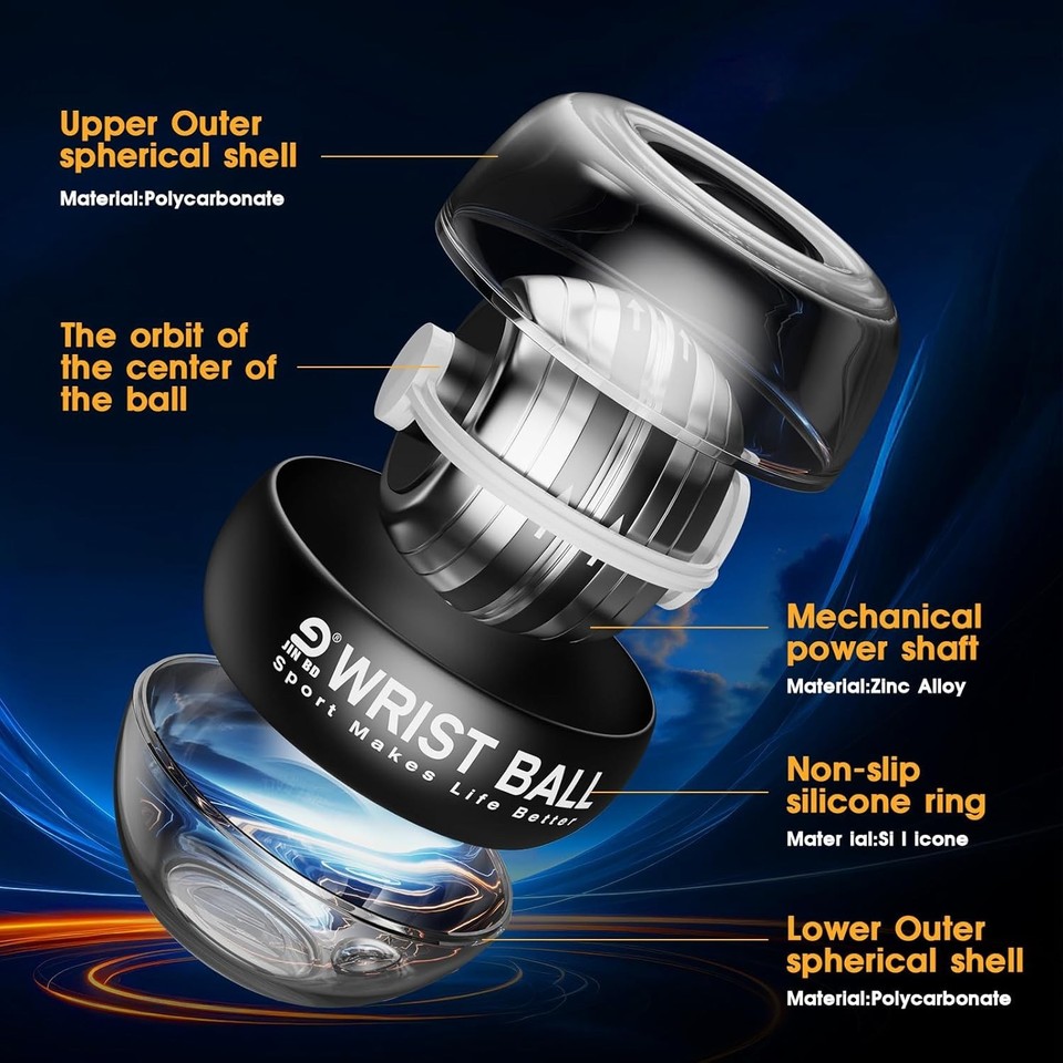 Vital Wrist Ball Exerciser Gyro Ball Hand Gyroscopic Wrist Strengthener ...
