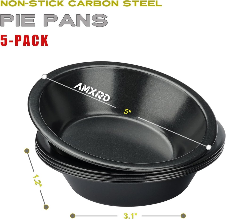 5 Inch Mini Pie Pans, 5-Piece Small round Cake Pan, Reusable Nonstick ...