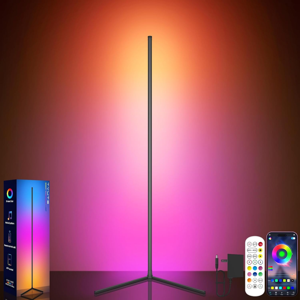 Corner Lamp, Led Floor Lamp, RGB Ambient Lighting, Smart Modern Floor ...