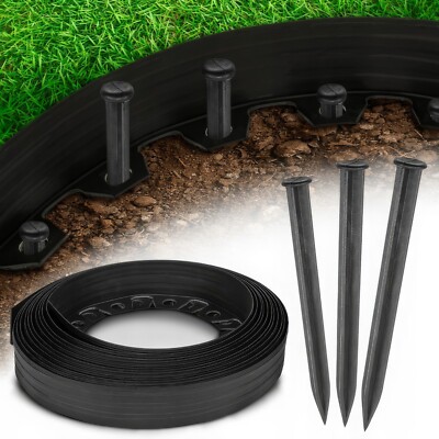 BLACK 32ft/10m H-40mm Midnight Garden Lawn Edging Flexible border | eBay UK