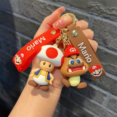 Super Mario Wario Goomba Toad 3D Silicone Keychain Key Chain Ring ...
