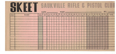 1950s- 1960s Saukville (WI) Rifle & Pistol Club Skeet Score Sheet | eBay