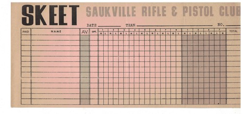 1950s- 1960s Saukville (WI) Rifle & Pistol Club Skeet Score Sheet | eBay
