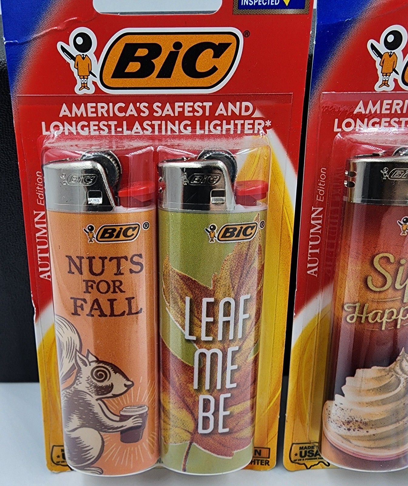 4 Bic Autumn Special Edition Lighters, Smoker Gift, Nuts for Fall, Leaf ...