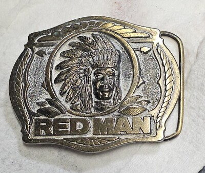 Red Man Belt Buckle Oval Chief Head Chewing Tobacco 1988 | eBay
