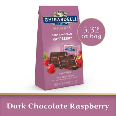 New (2Pack) GHIRARDELLI Dark Chocolate Raspberry Squares, 5.32 oz Bag ...