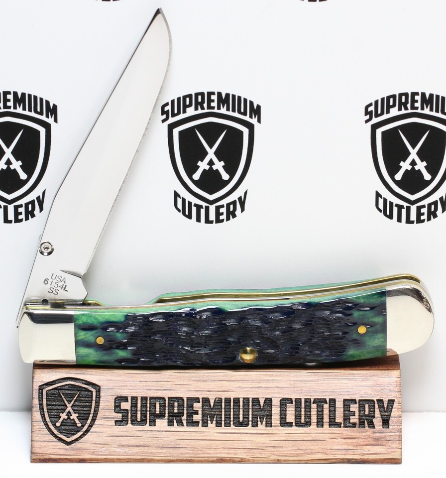 2010 CASE XX HUNTER GREEN TRAPPERLOCK SILVER SCRIPT KNIFE 6154L ...