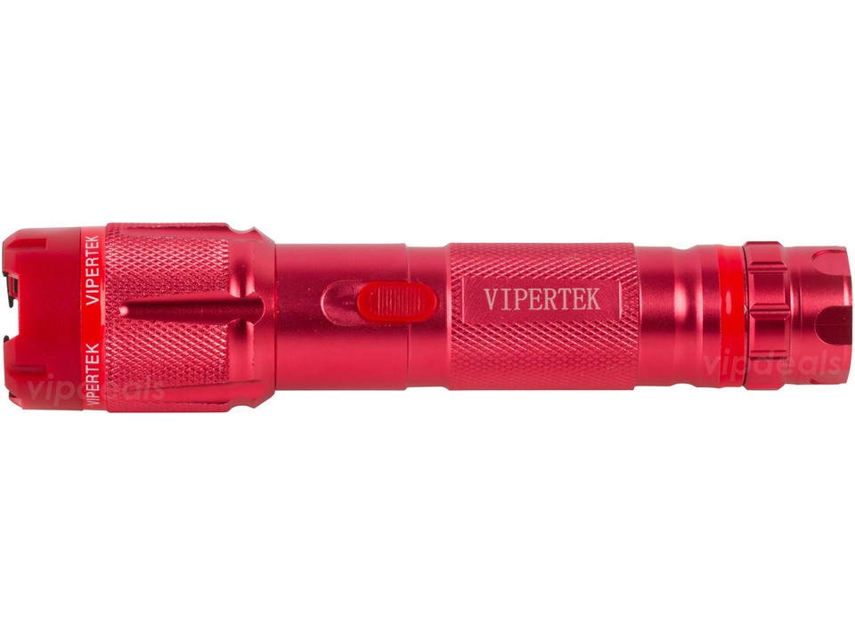 VIPERTEK Stun Gun VTS-T03 RED 500 BV Metal Rechargeable LED Flashlight ...