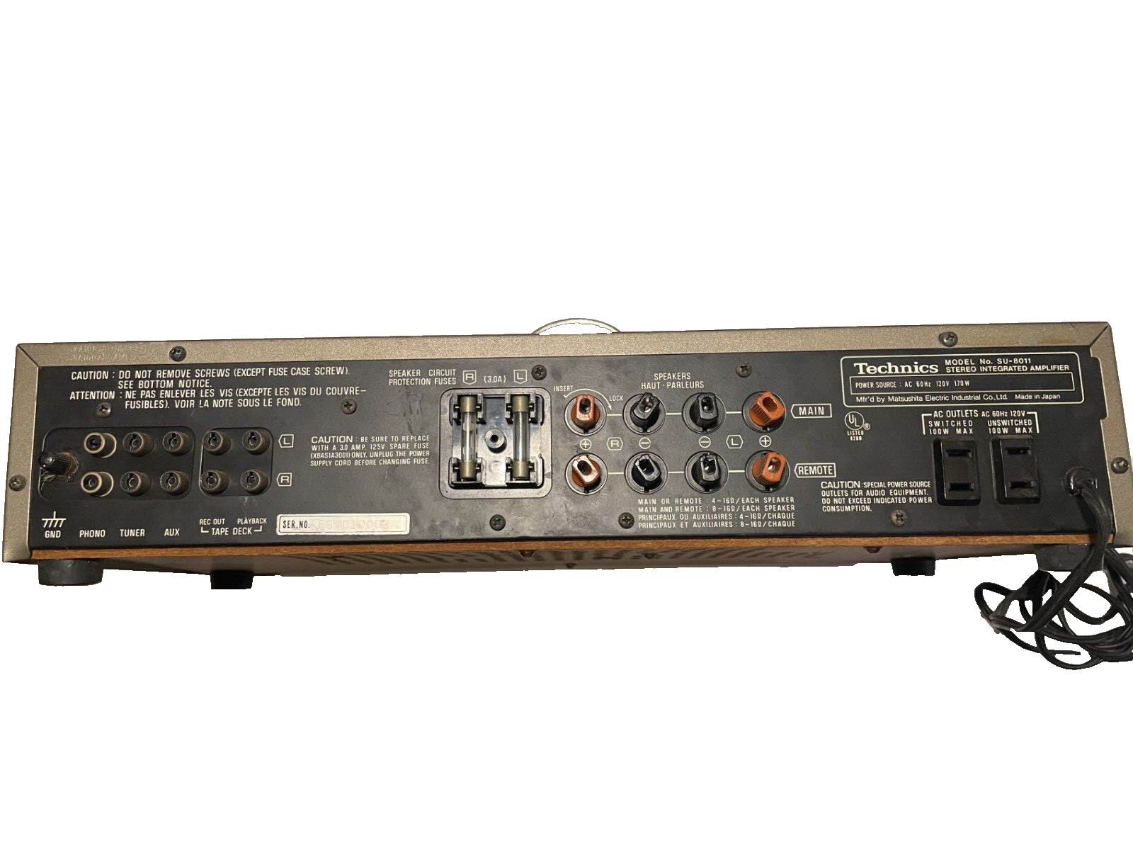 SU-8011 Technics Stereo Integrated Amplifier Vintage Component Tuner ...