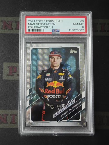 2021 Topps Formula 1 Racing Foilfractor Max Verstappen 1/1 PSA 8 Got ...