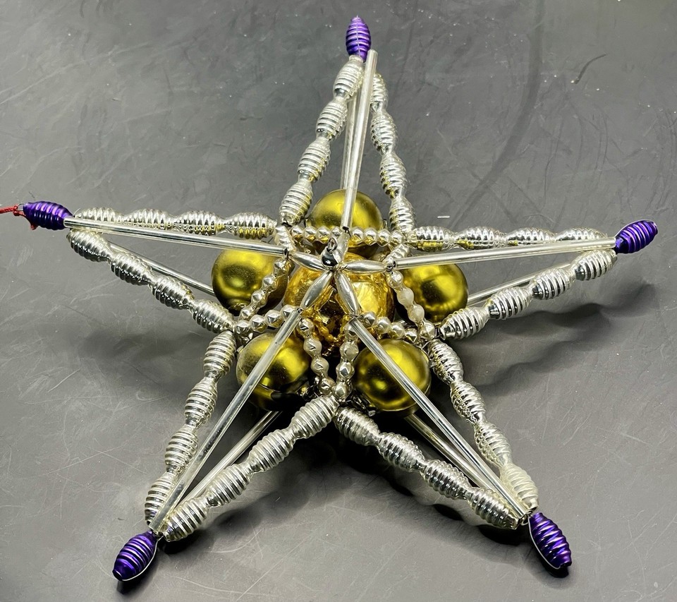 Christopher Radko Beaded Star Snowflake Glass Christmas Ornament Czech ...