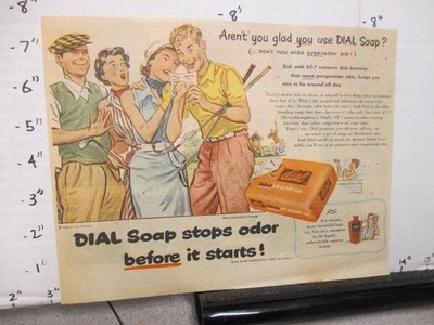 newspaper ad 1953 DIAL bath soap stops odor golf clubs golfing | eBay