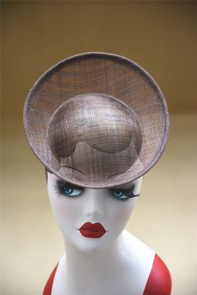 7.9" Round Saucer Sinamay Teardrop Percher Hat Fascinator Millinery ...