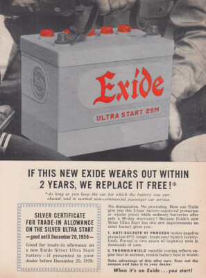 1959 Exide Battery: Wears Out Within 2 Years Vintage Print Ad | eBay