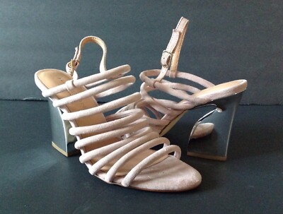 Halston Heritage Womens Vana Pink Suede Strappy Mirror Heel Sandals Sz ...