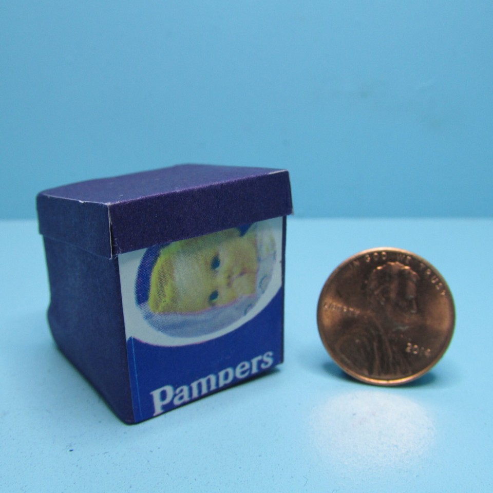 Dollhouse Miniature Detailed Replica Box of Pampers Baby Diapers LC161 ...