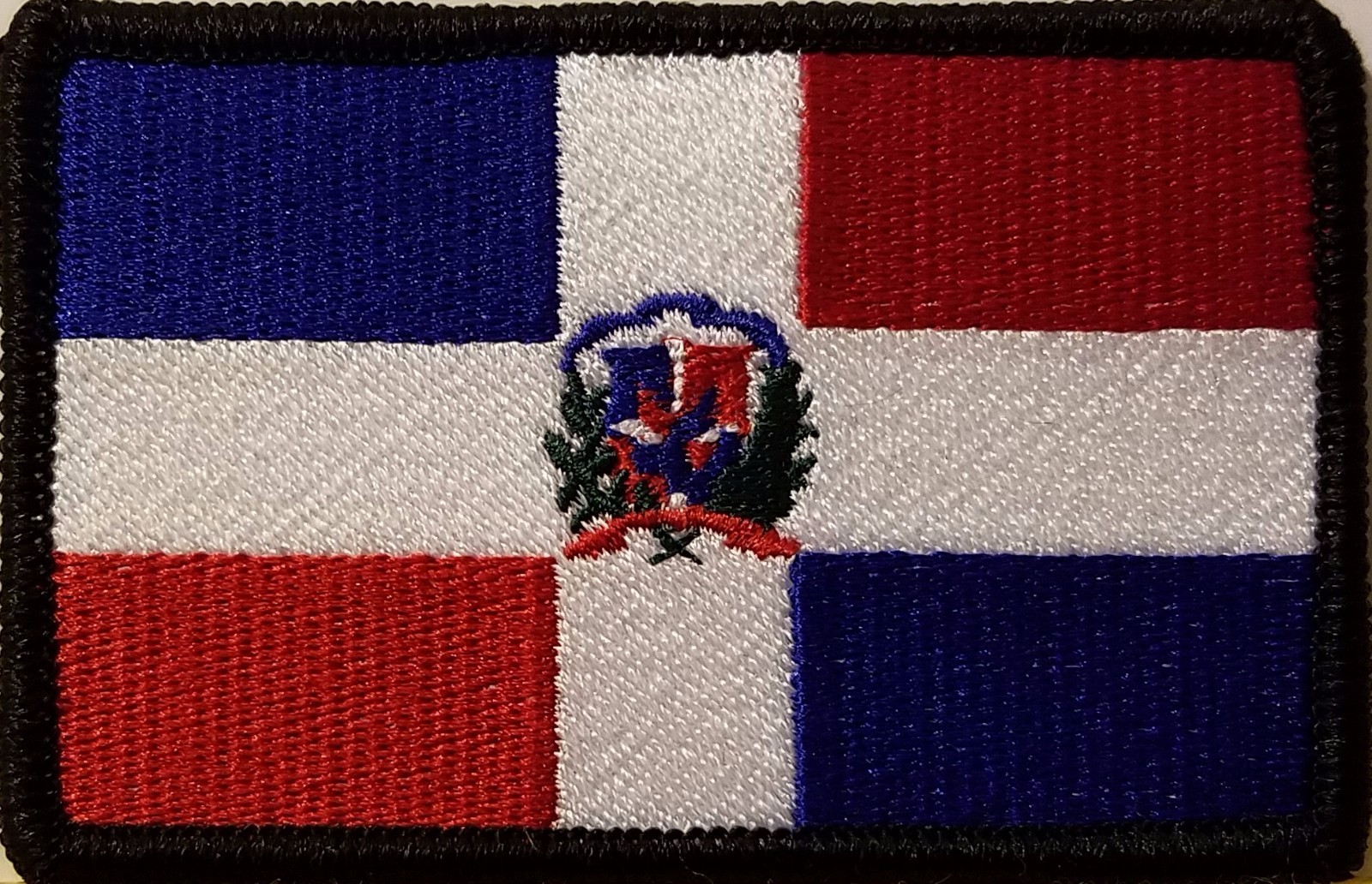 DOMINICAN Flag Patch W/ Hook Adhesive Fastener Morale Emblem BLACK ...