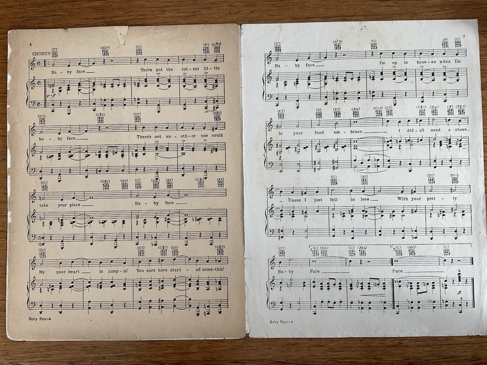 Baby Face sheet music~1926~flapper lovely lady~ukelele~Davis~Akst~Billy ...