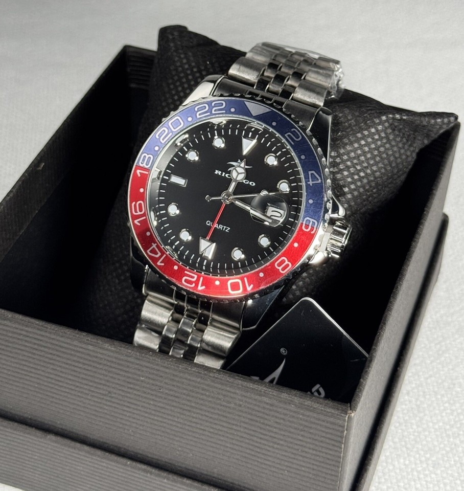 2024 Ricecgo 42mm “Pepsi” GMT Stainless Quartz Watch - Luxury Jubilee ...