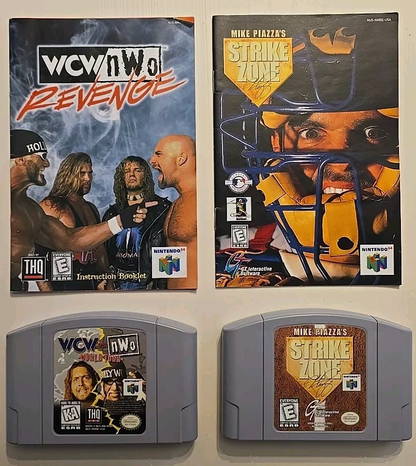 Nintendo N64 Lot Of 2 Mike Piazza's Strike Zone & WCW VS NWO World Tour ...