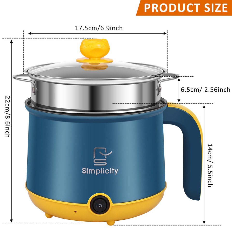 Electric Hot Pot 1.8L MultiFunctional Portable Electric Cooker Non ...