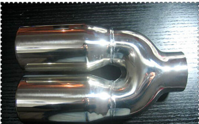 2.3" inlet Stainless steel double round 3" outlet resonated Exhaust ...