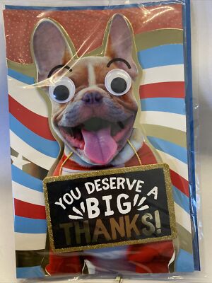 ‘You Deserve A Big Thanks’ Premium Greeting card Wobbly Eyes French ...