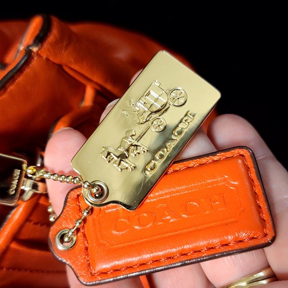 COACH Madison Pintuck Bag Luxury Coral Leather Handbag Satchel Purse ...